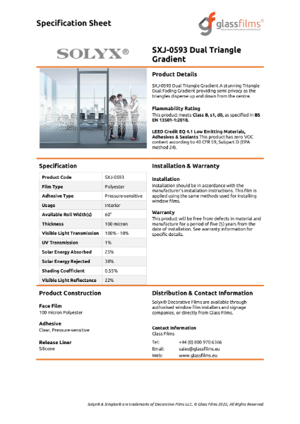 SXJ-0593 Dual Triangle Gradient Specification Sheet | Glass Films ...