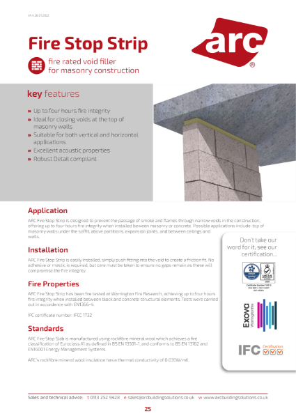 Fire Stop Strip | ARC Building Solutions Limited | NBS Source
