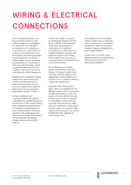 Talkback Damper-Shutter Control System | Lorient | NBS Source