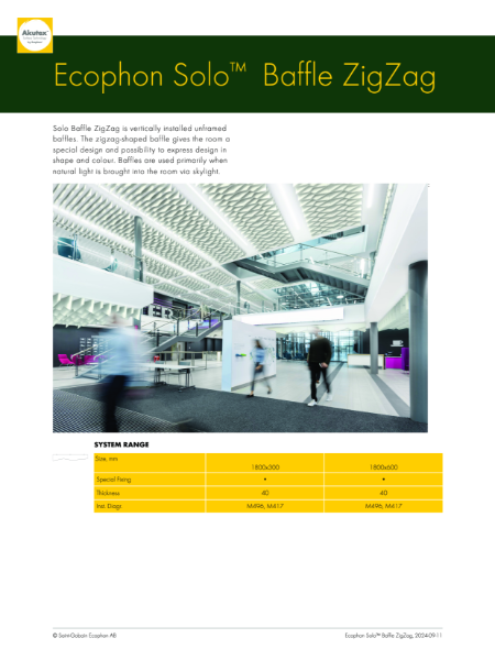 Data Sheet - Solo™ Baffle ZigZag | NBS Source