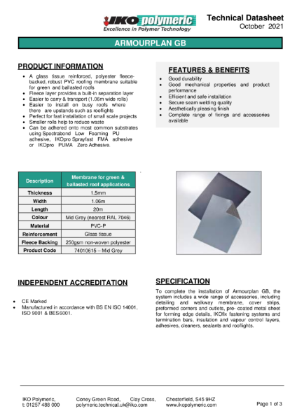SIG Armourplan GB PVC Single Ply Membrane for Green & Ballasted Roofs ...