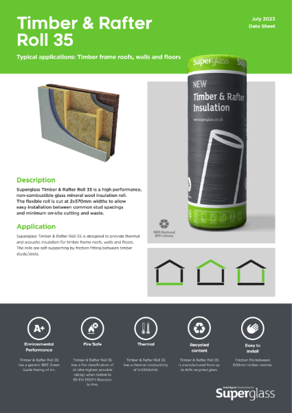 Superglass Timber & Rafter Roll 35 - Datasheet | NBS Source