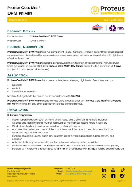 Proteus Cold Melt® DPM – Green Concrete | Proteus Waterproofing | NBS ...