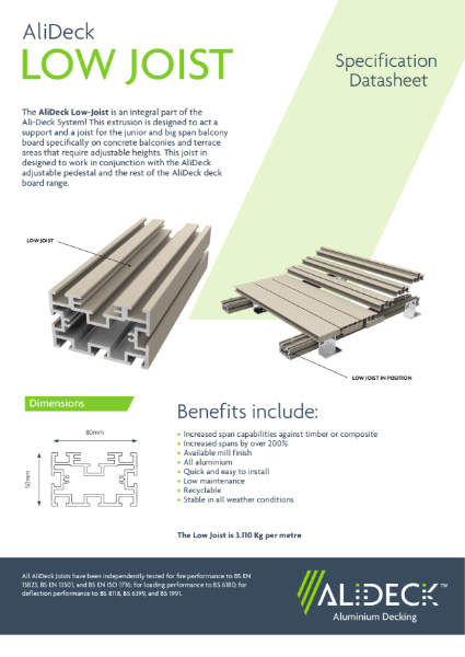 AliDeck Low joist Datasheet | NBS Source