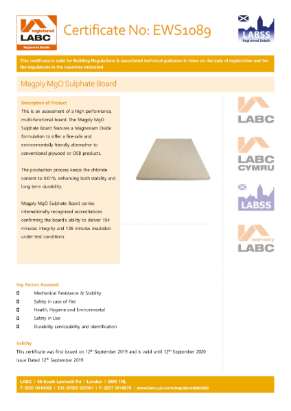 LABC: Registered - Certificate No: EWS1089 | IPP Ltd | NBS Source