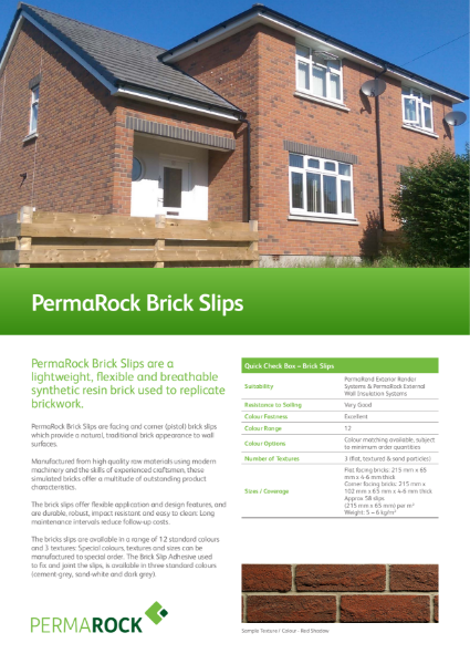 PermaRock Brick Slips (Lightweight, flexible and breathable synthetic ...