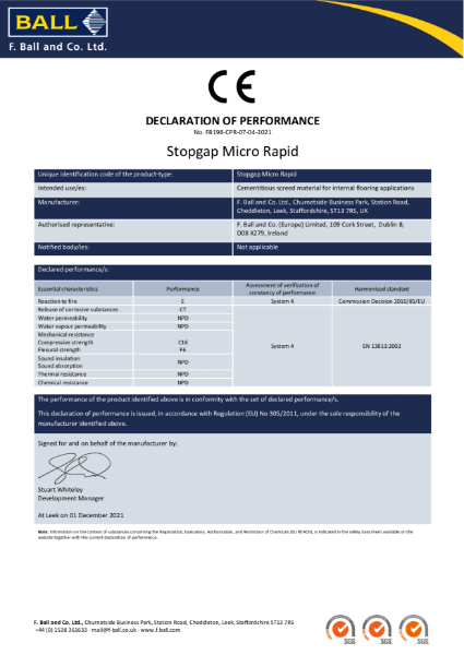 Stopgap Micro Rapid CE | Ball, F and Co Ltd | NBS Source