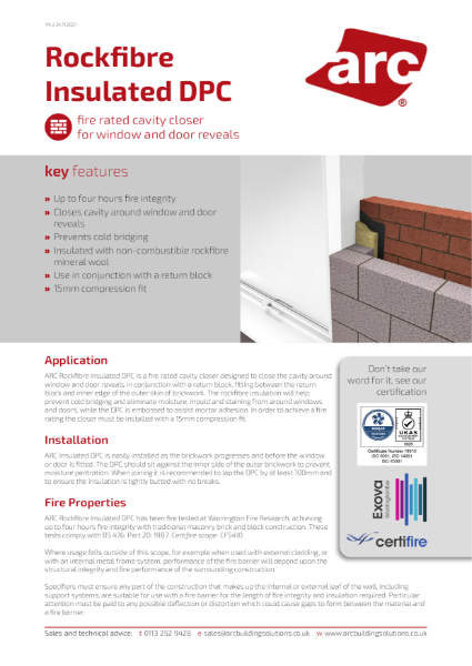 Rockfibre Insulated DPC | ARC Building Solutions Limited | NBS Source