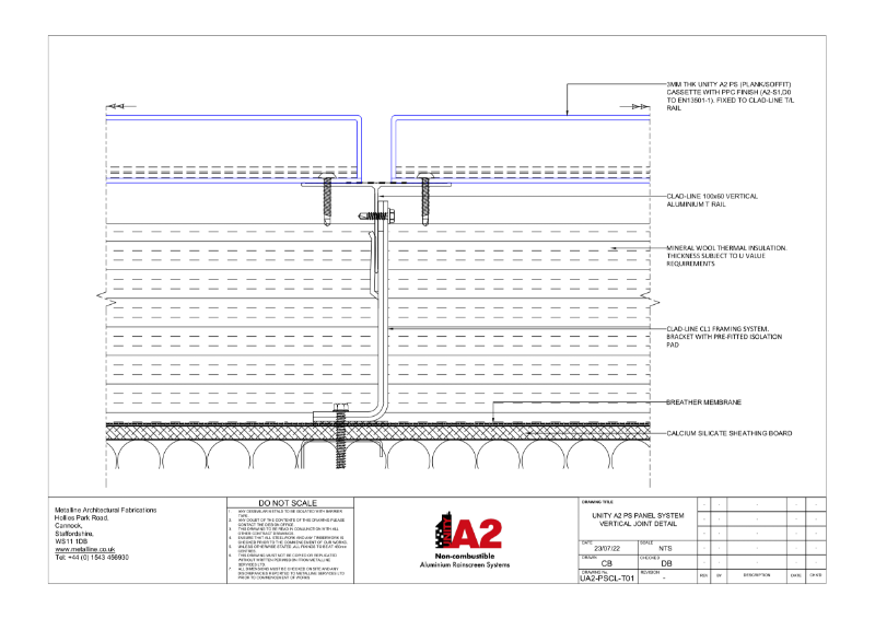 Unity A2 PS-01 Vertical Joint Technical Drawing | Metalline ...