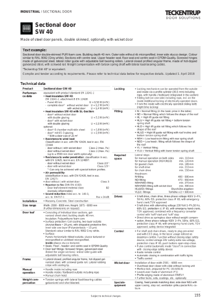 Sectional Door "Type SW 40" (Technical Data) | NBS Source