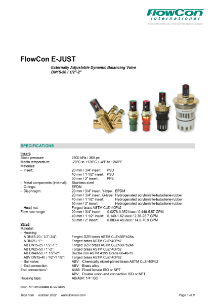 FlowCon E-Just Automatic Balancing Valve | FLOCONTROL LTD | NBS Source