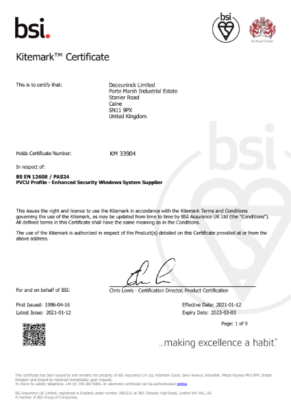 PAS24 certificate - Windows | Deceuninck Ltd | NBS Source