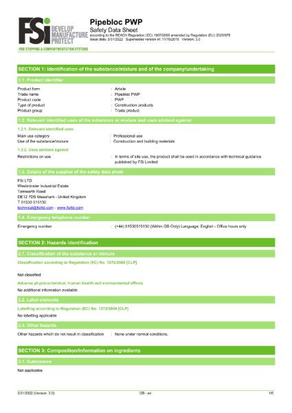 PipeBloc PWP - SDS | NBS Source